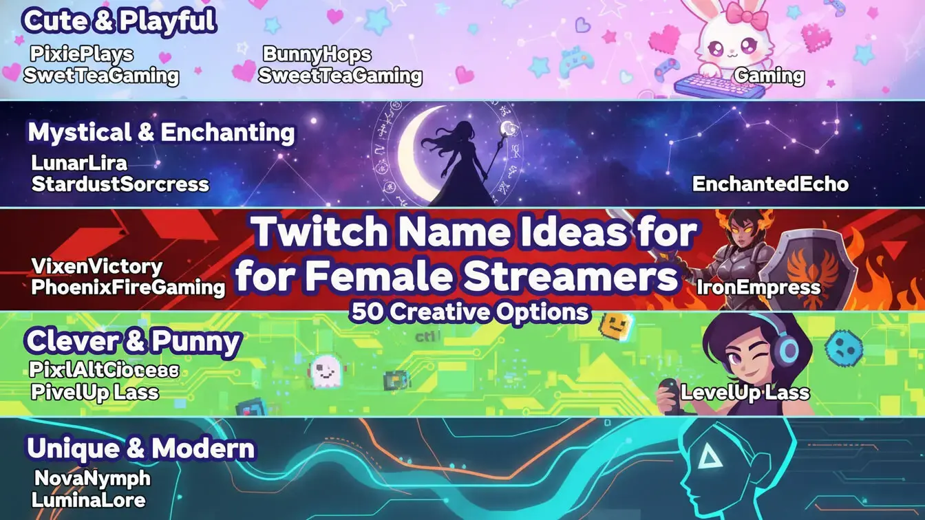 Twitch Name Ideas for Female Streamers: 50 Creative Options — AI Free ...