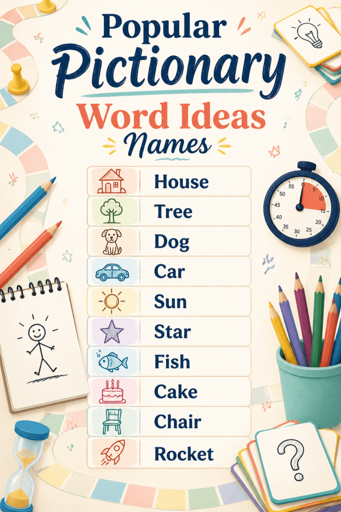 70 Pictionary Word Ideas That Will Challenge Every Player — AI Free Forever